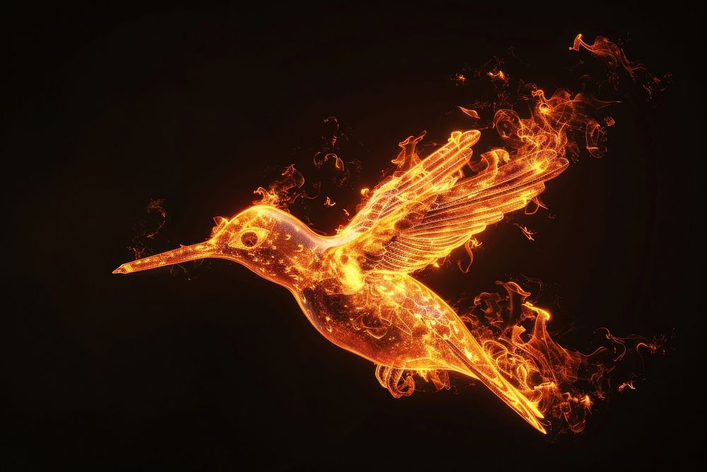 Hummingbird fire animal beak. | Premium Photo Illustration - rawpixel