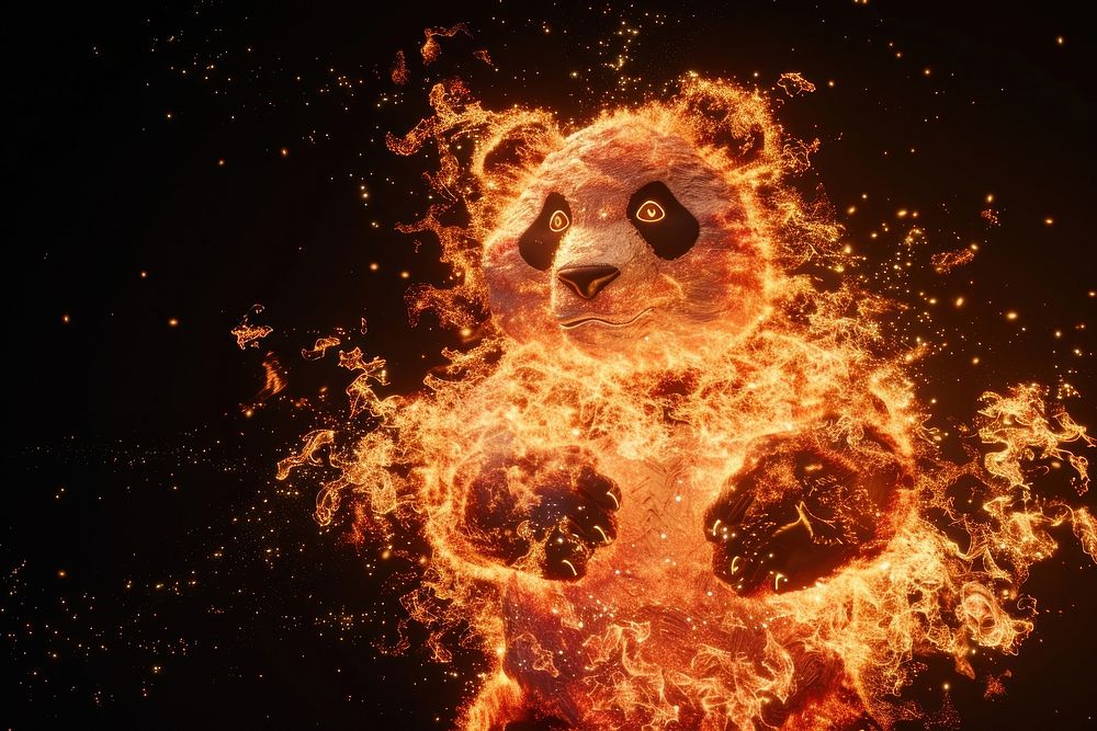 Panda fire bonfire black background | Free Photo Illustration - rawpixel