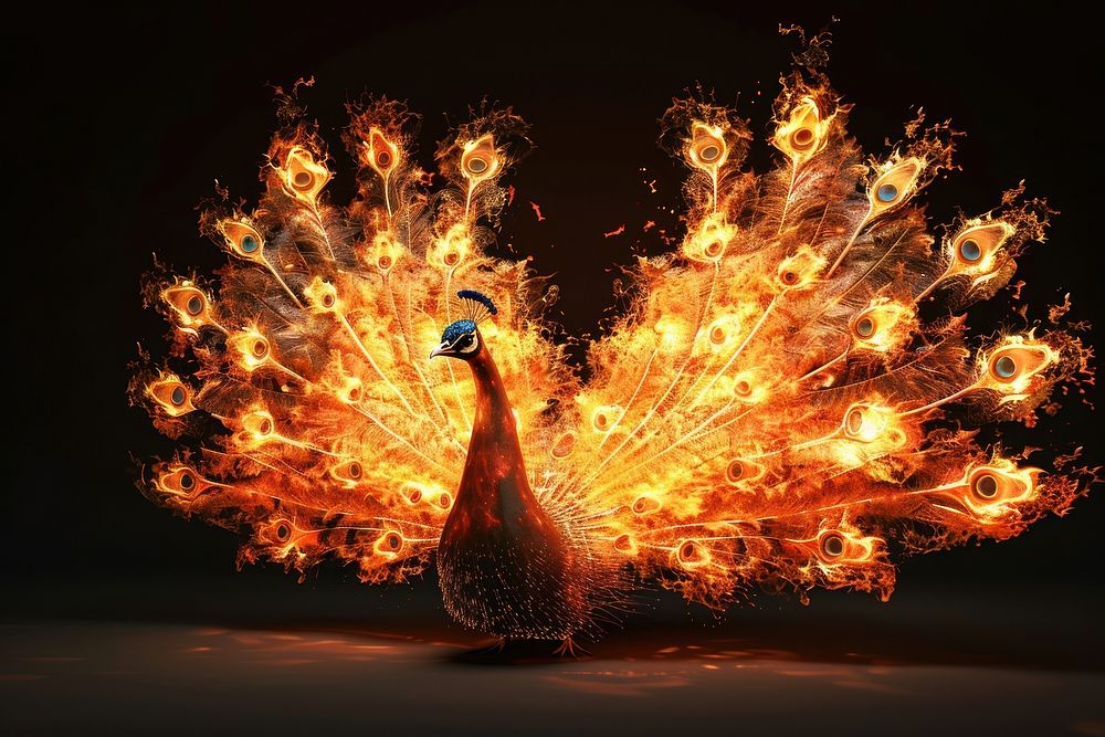 Peacock fire bonfire bird | Free Photo Illustration - rawpixel