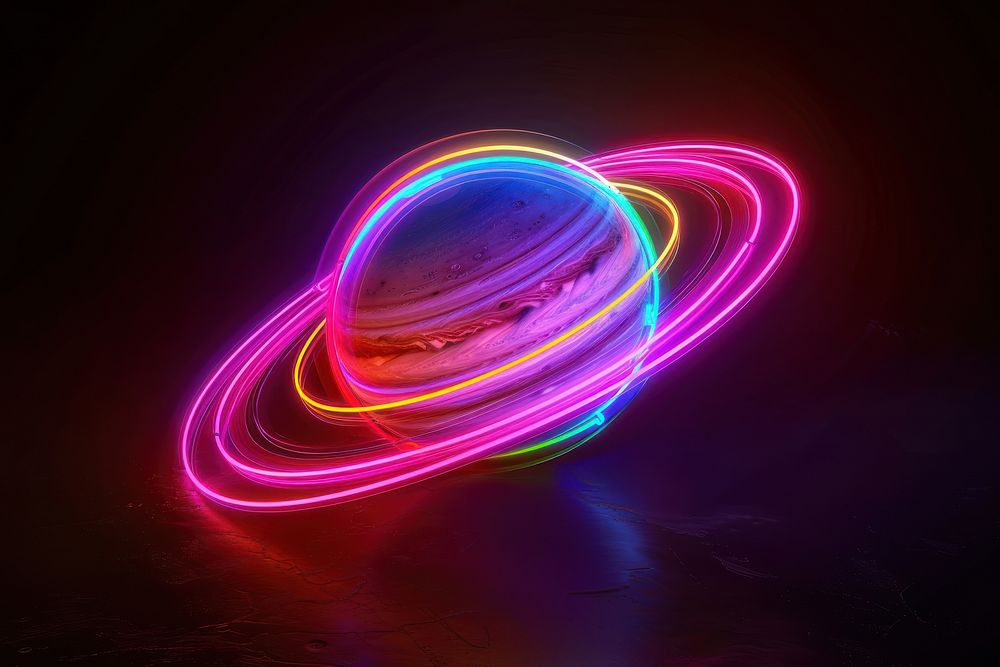 Saturn neon astronomy universe. | Premium Photo Illustration - rawpixel