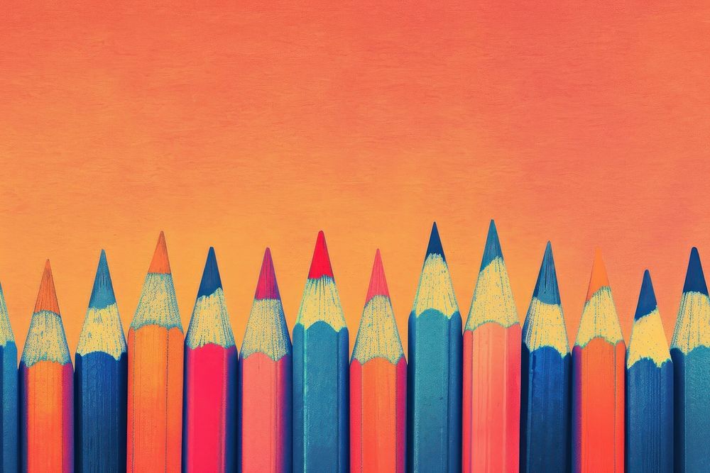 Coloured pencils border risograph style | Free Photo Illustration ...