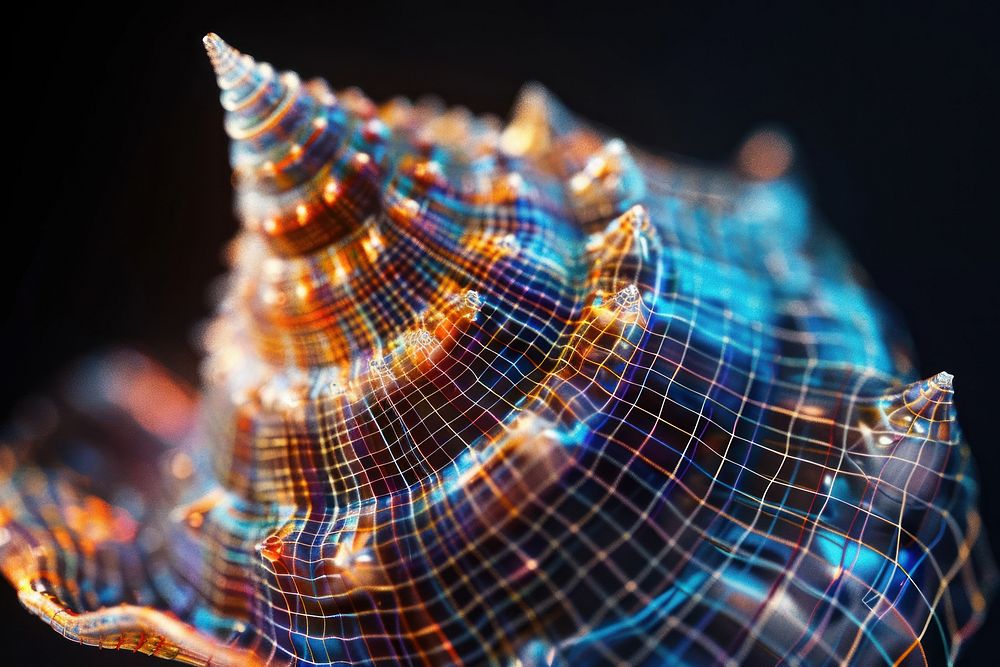 Shell futuristic glowing black background. | Premium Photo Illustration ...