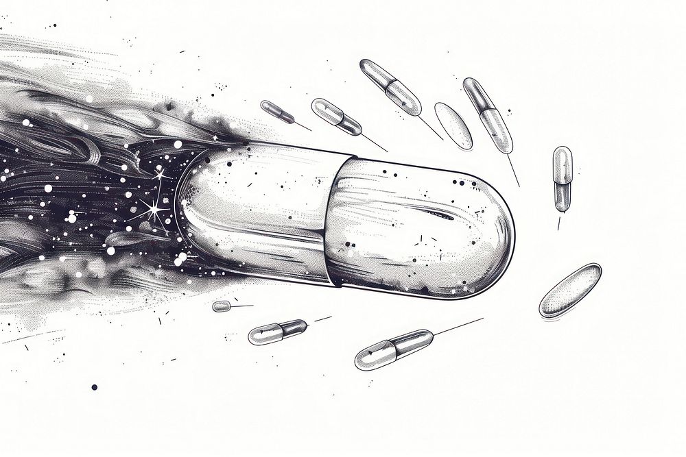 Medication capsule illustrated drawing sketch. | Free Photo ...