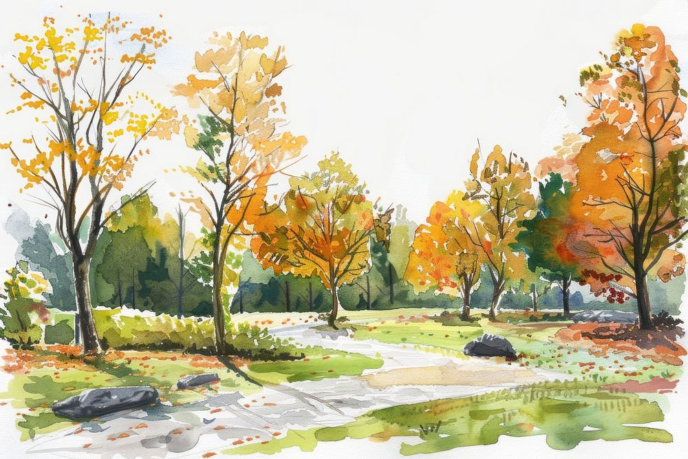 Park style pen art vegetation | Free Photo Illustration - rawpixel