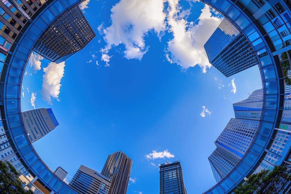 Technology digital world fisheye architecture | Free Photo - rawpixel