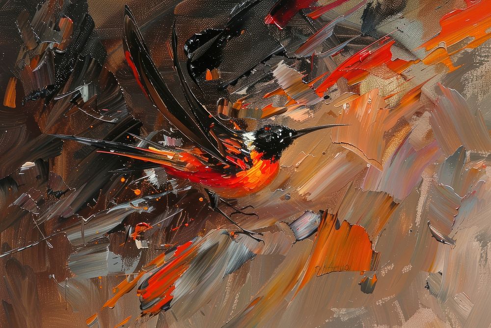 Impressionist bird flying painting art | Free Photo Illustration - rawpixel