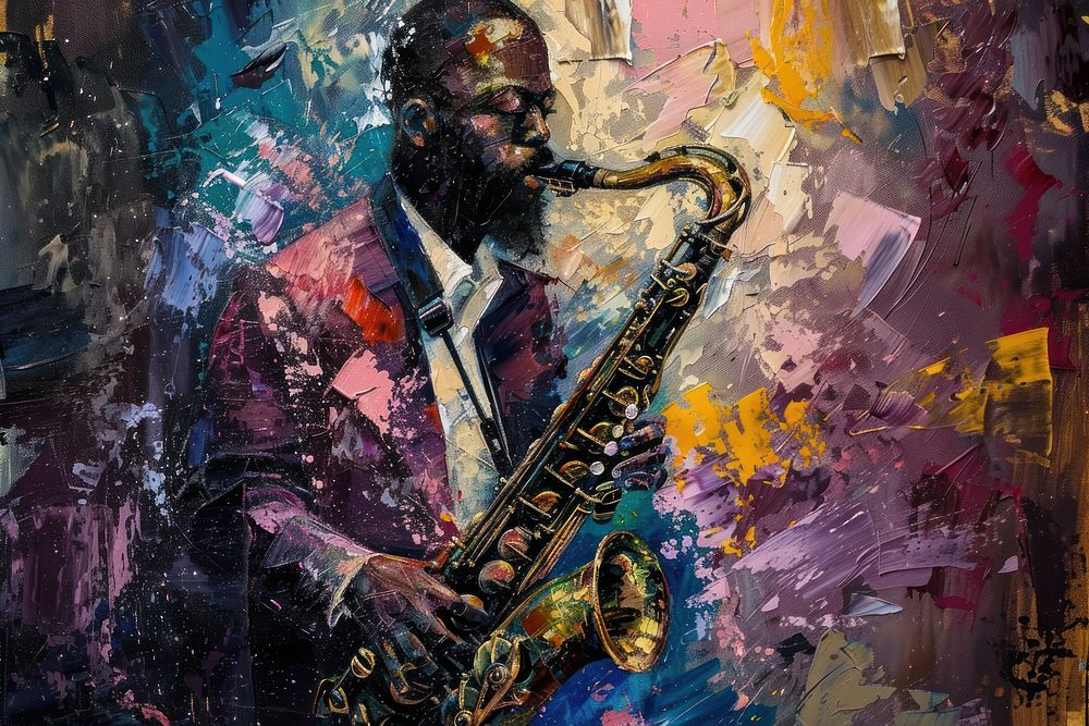 Jazz musician painting art saxophone. | Premium Photo Illustration ...