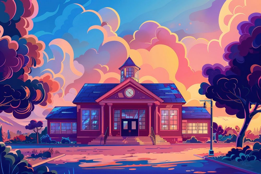 Back school architecture building painting. | Premium Photo ...