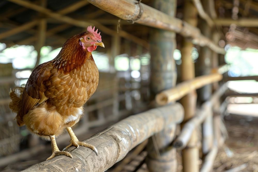 Hen perching wooden structure poultry | Free Photo - rawpixel