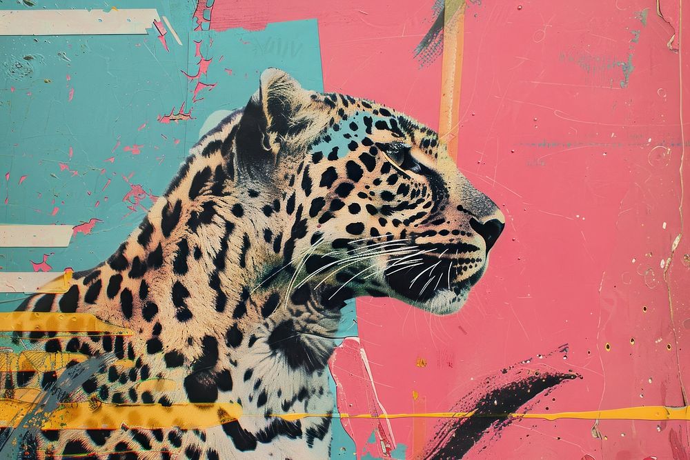Retro collage leopard wildlife panther | Free Photo Illustration - rawpixel