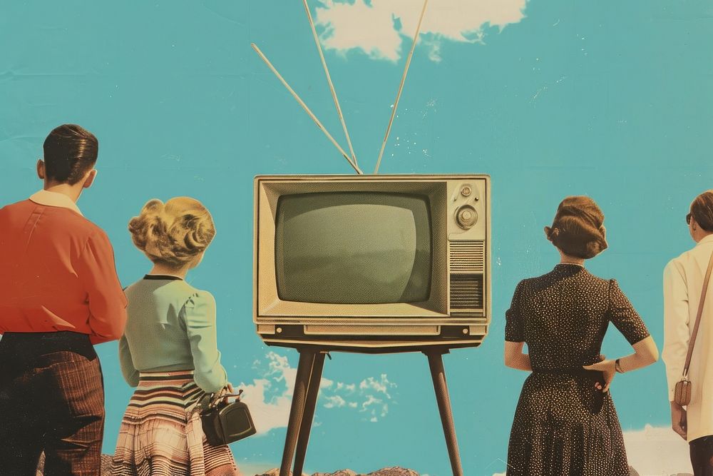 Retro collage people television electronics | Premium Photo ...
