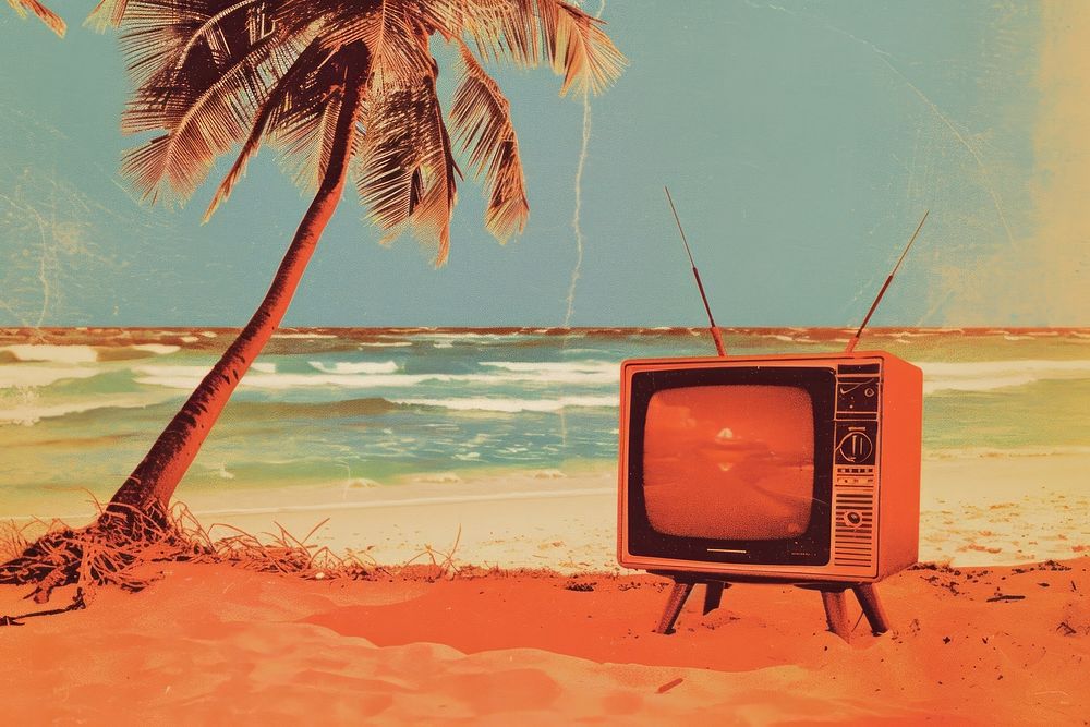 Retro collage television electronics shoreline | Free Photo ...