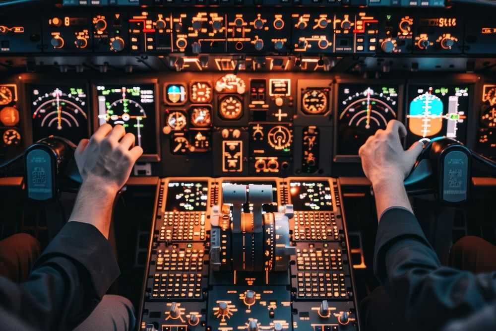 pilot controlling plane cockpit transportation | Free Photo - rawpixel