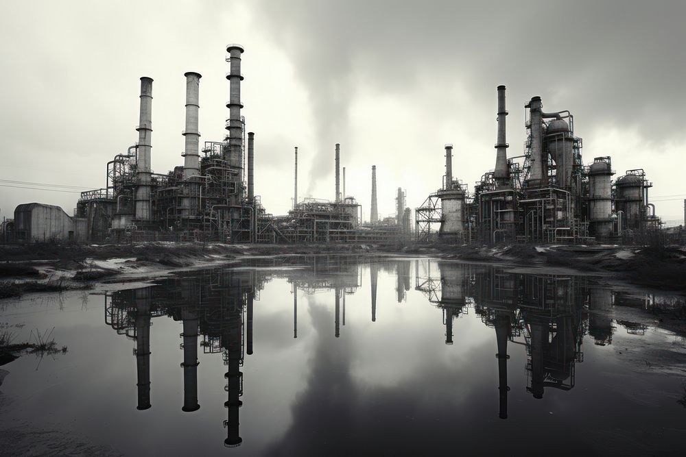 Oil refinery architecture building factory. | Free Photo - rawpixel