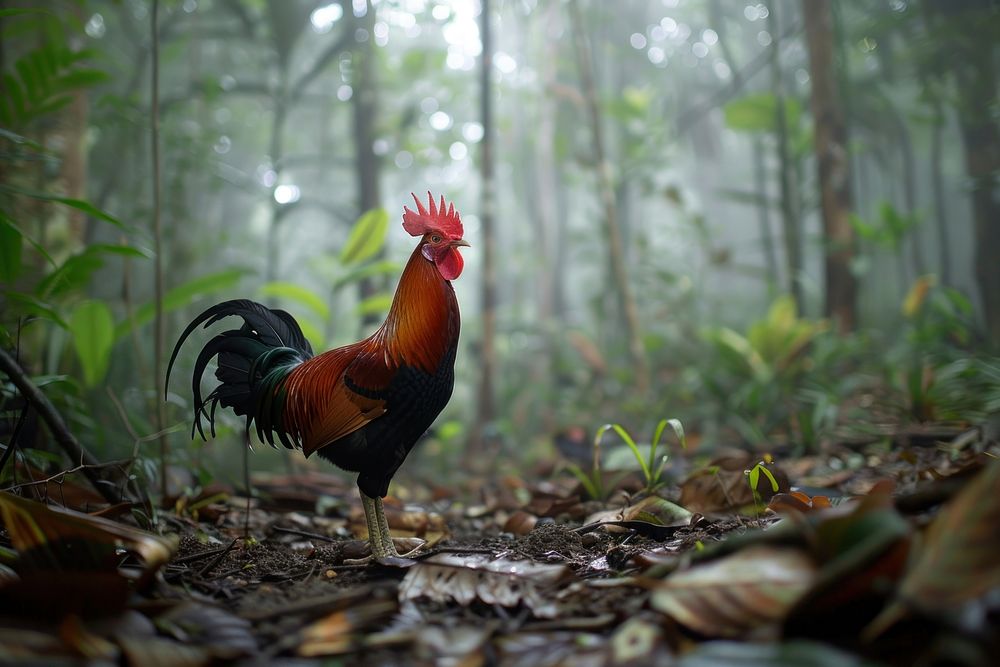 Red junglefowl stand soil ground | Free Photo - rawpixel