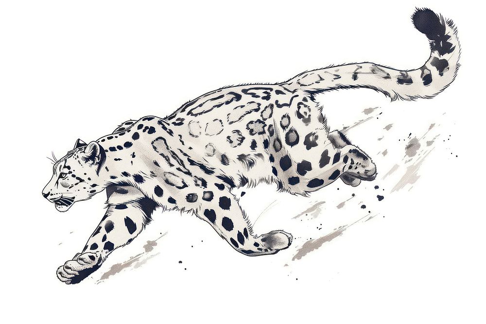 Snow leopard running illustration art | Free Photo Illustration - rawpixel