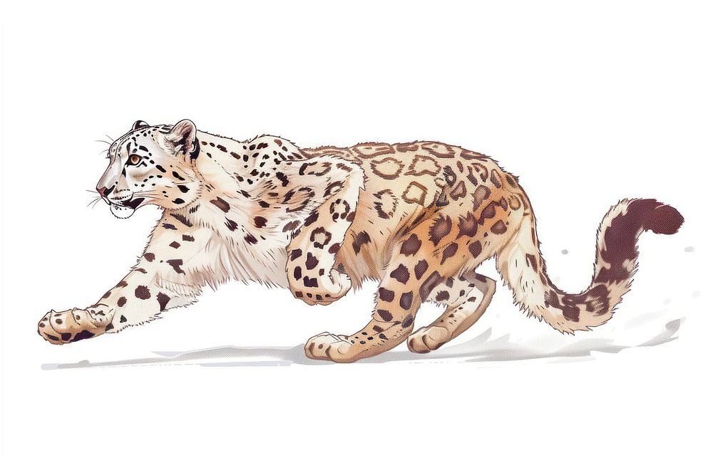 Snow leopard running illustration wildlife | Free Photo Illustration ...