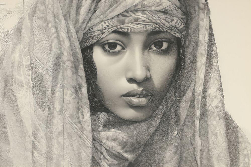 Arabian woman portrate drawing photography | Free Photo Illustration ...