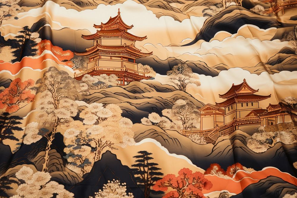 Shogun Castle pattern backgrounds tapestry | Free Photo - rawpixel