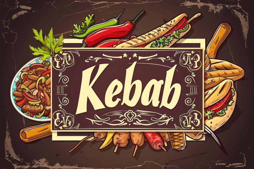 Kebab logo advertisement blackboard food | Free Photo Illustration ...