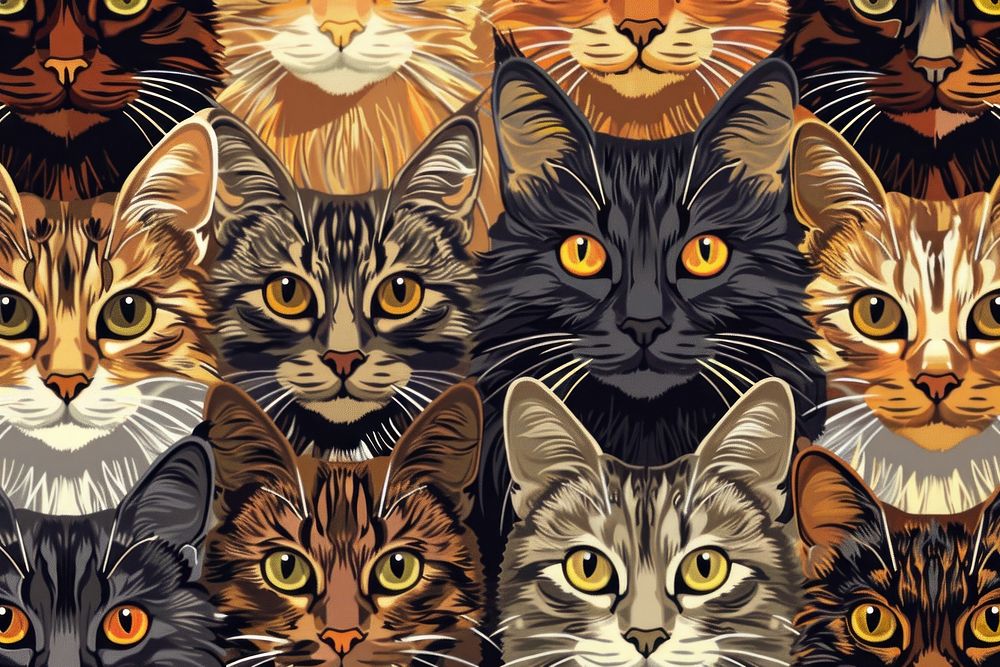 group Cat vector seamless backgrounds | Premium Photo Illustration ...