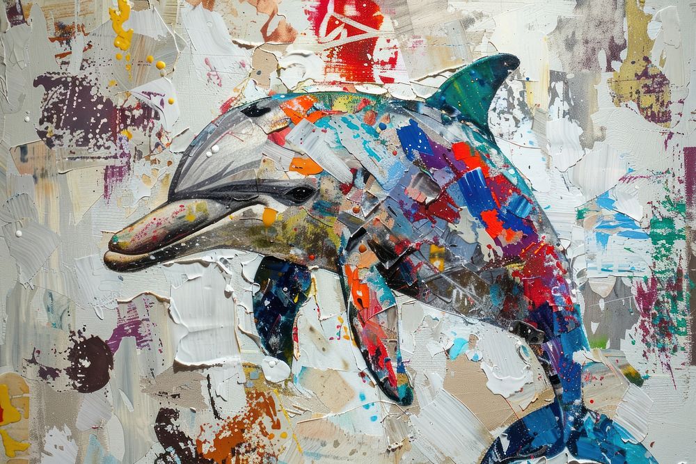 Dolphin art abstract painting. | Free Photo Illustration - rawpixel