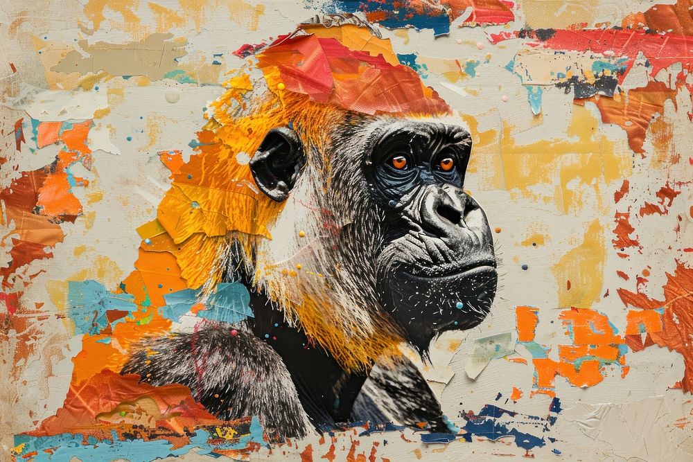 Ape art wildlife painting. | Free Photo Illustration - rawpixel