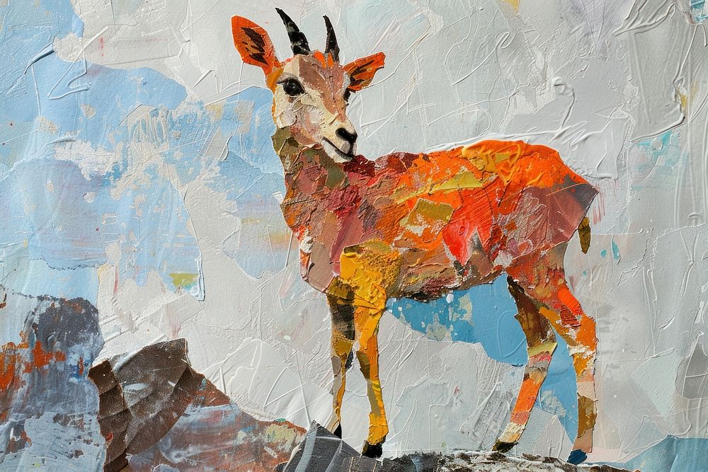 Ibex art wildlife painting. | Free Photo Illustration - rawpixel