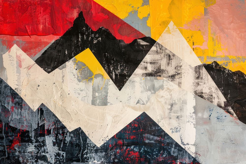 Mountain art abstract painting. | Free Photo Illustration - rawpixel