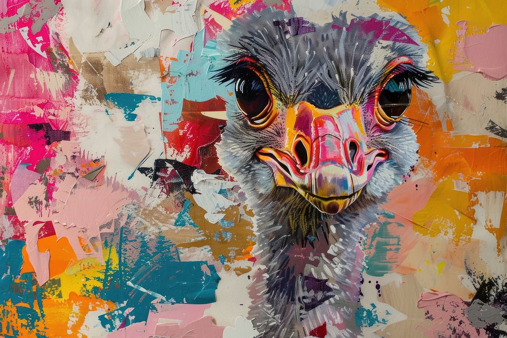 Ostrich art painting ostrich. | Premium Photo Illustration - rawpixel