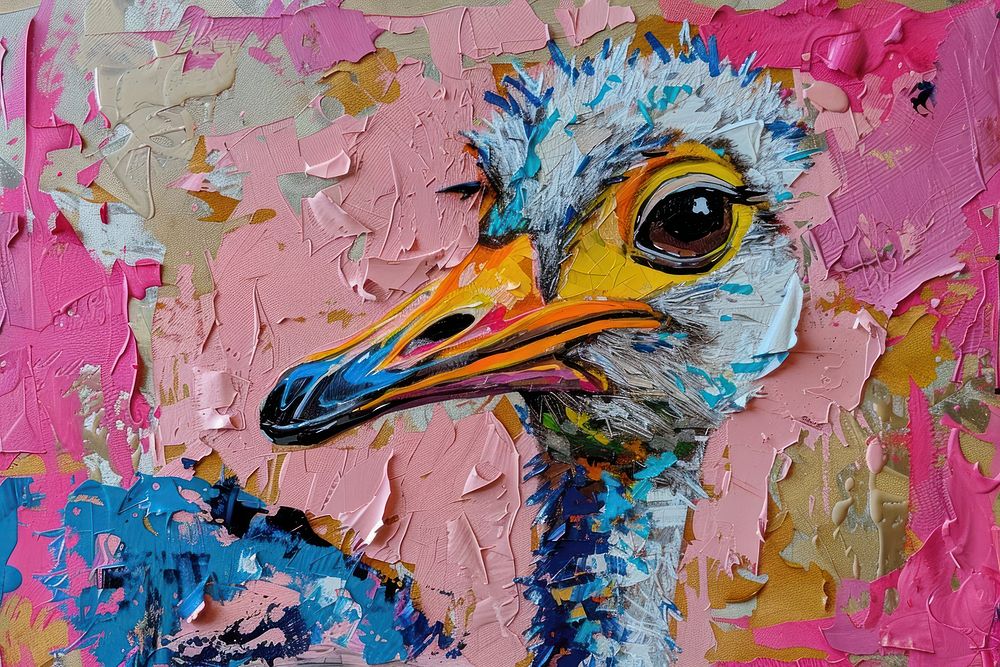 Ostrich art painting ostrich. | Premium Photo Illustration - rawpixel
