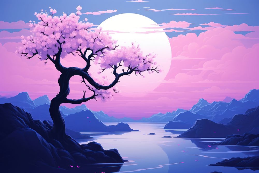Cherry blossom purple landscape outdoors. | Free Photo Illustration ...