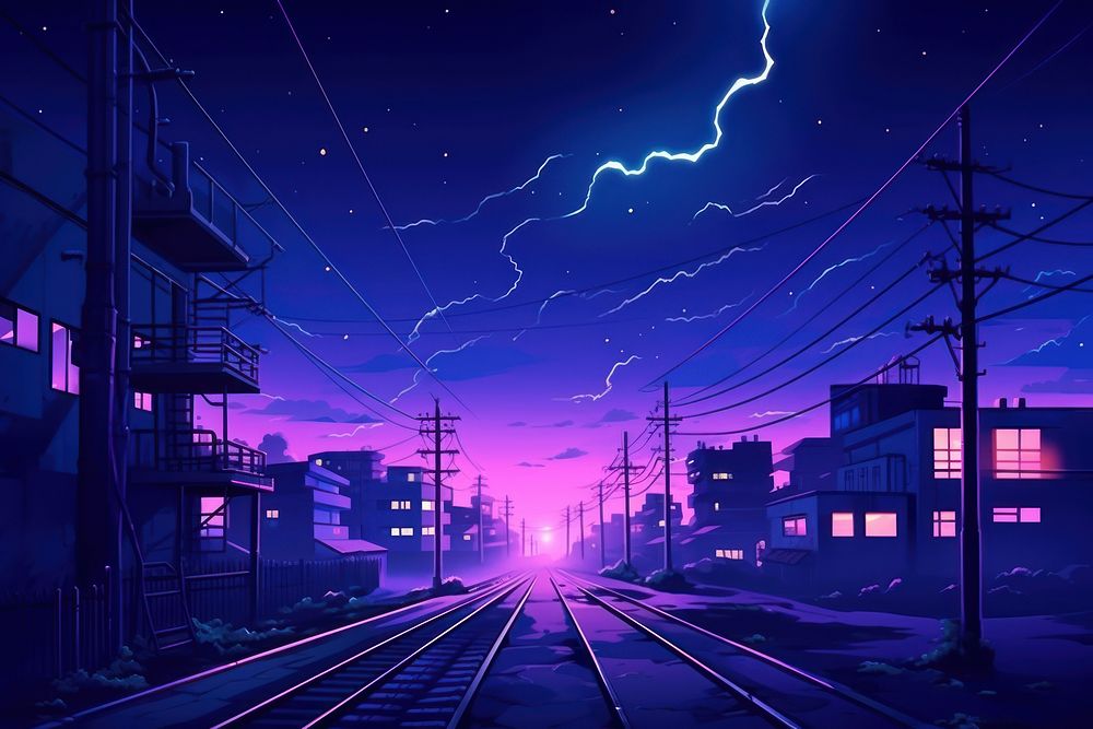 Japan lightning outdoors purple. | Premium Photo Illustration - rawpixel