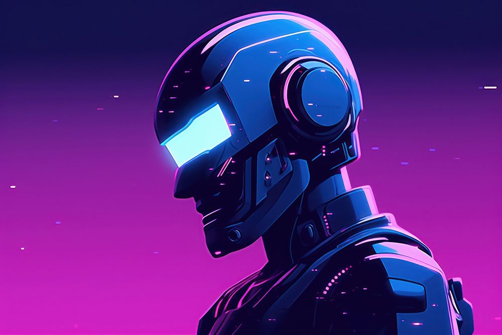 Robot purple blue man. | Free Photo Illustration - rawpixel