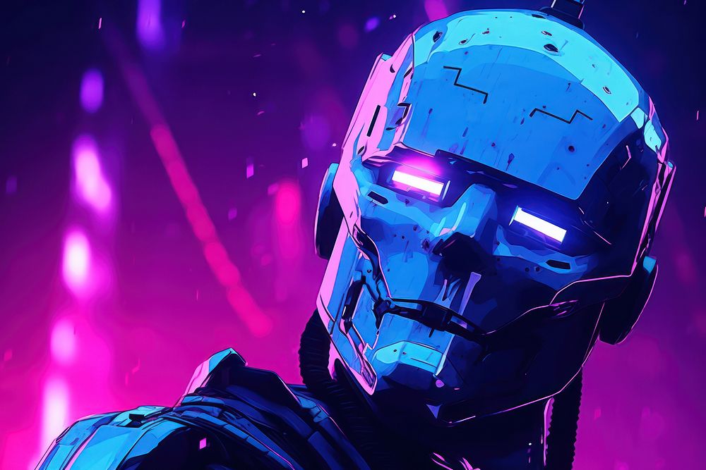 Robot purple blue futuristic. | Premium Photo Illustration - rawpixel