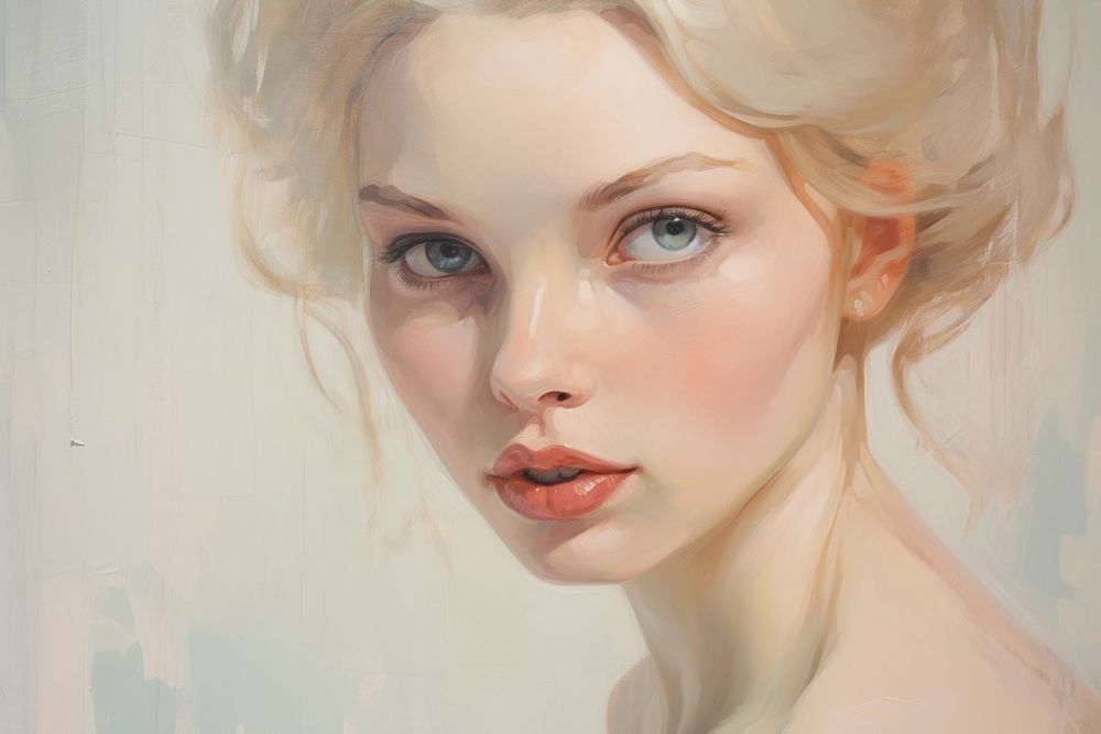 Close pale cosmetic painting portrait | Premium Photo Illustration ...