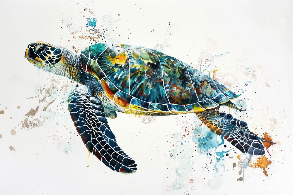 Sea turtle acrylic painting reptile | Premium Photo Illustration - rawpixel