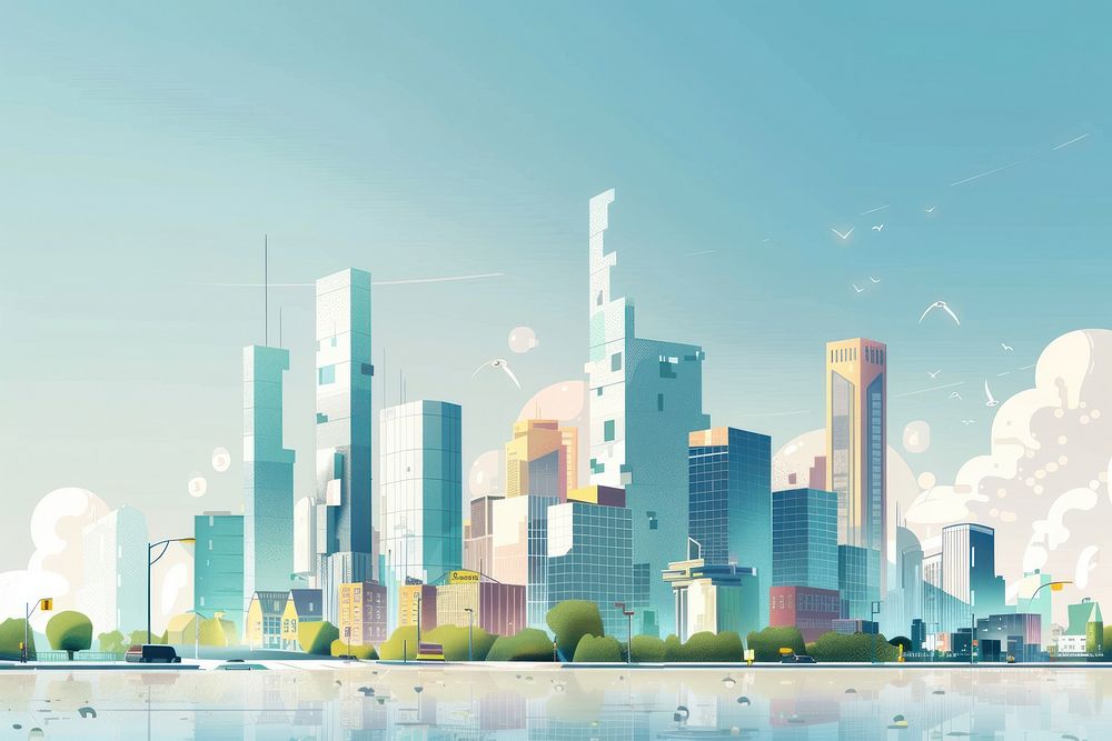 Wide smart city high building | Free Photo Illustration - rawpixel