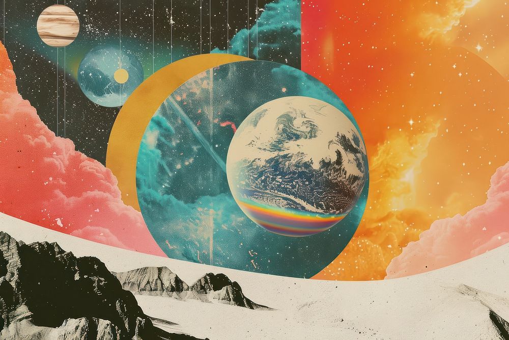 Retro collage space astronomy universe | Free Photo Illustration - rawpixel
