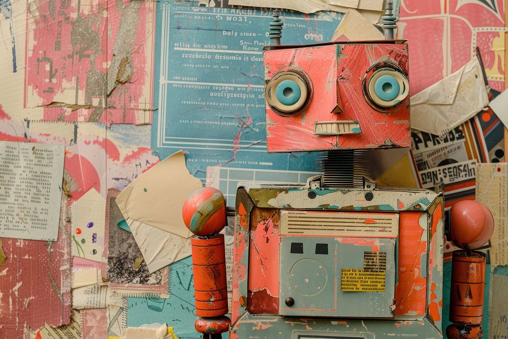 Retro collage robot art machine | Premium Photo Illustration - rawpixel