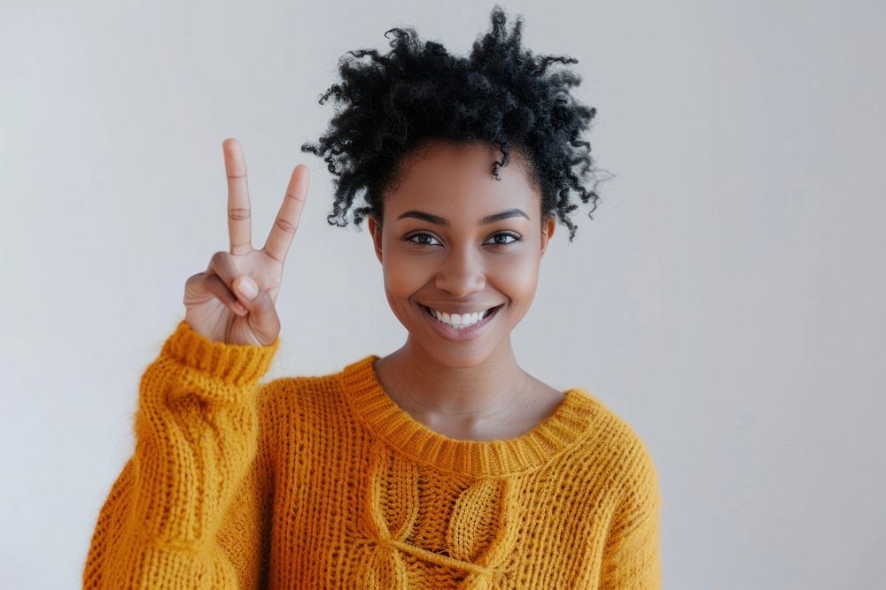 Person making peace sign cheerful | Free Photo - rawpixel