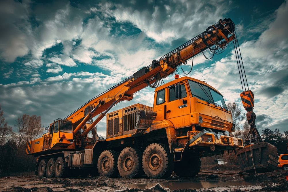 Construction crane truck vehicle transportation | Free Photo - rawpixel