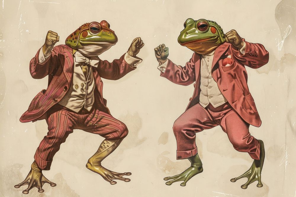 Vintage illustration 2 frog amphibian | Premium Photo Illustration ...