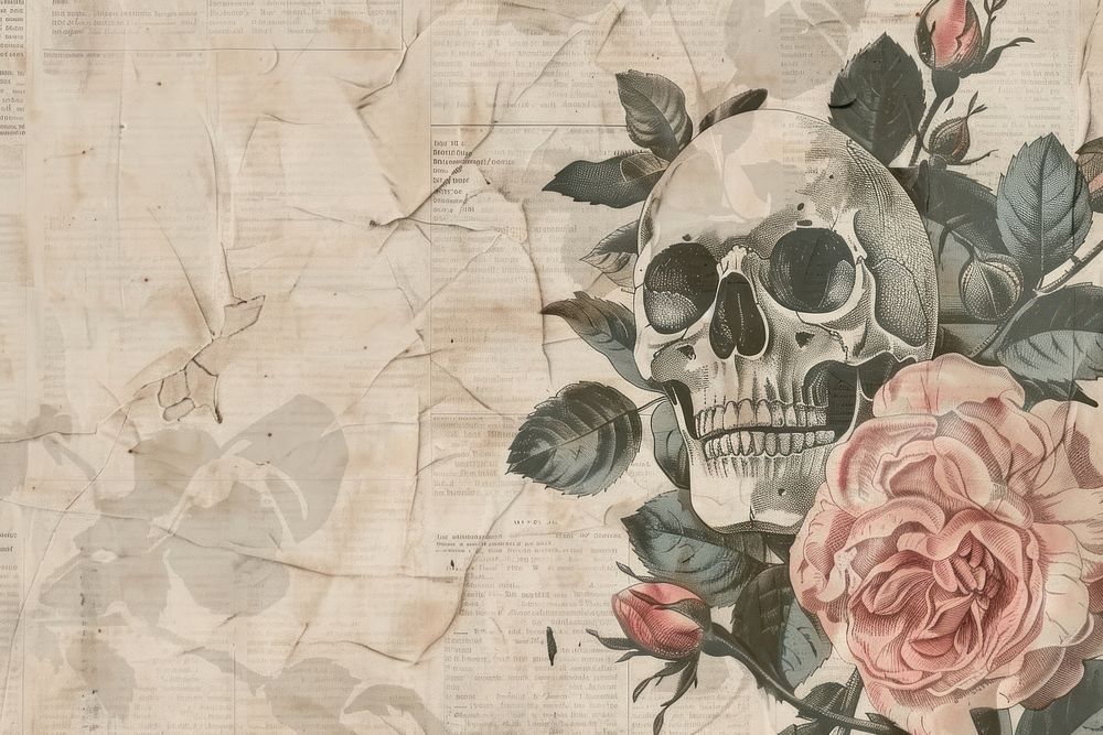 Skull roses ephemera border backgrounds | Free Photo Illustration ...