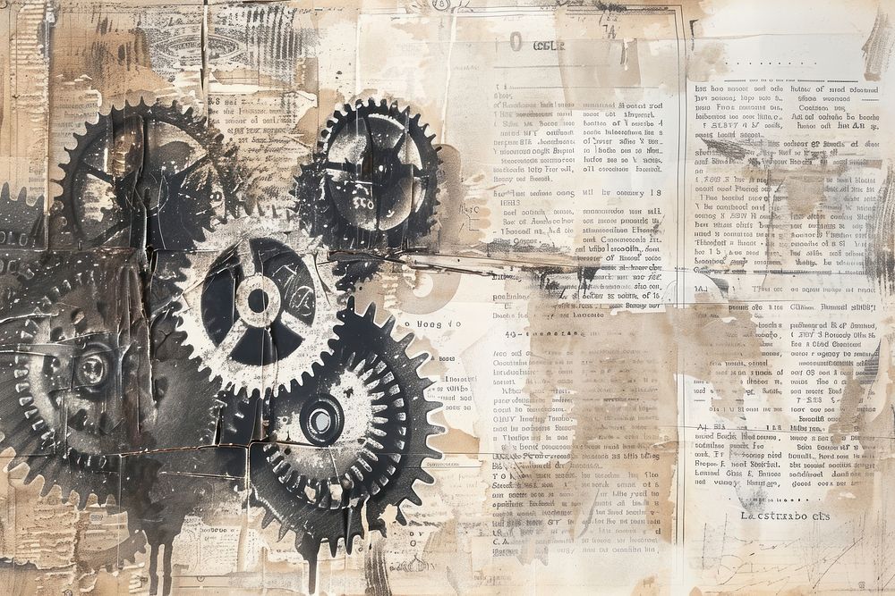 Machine parts cogs ephemera border | Premium Photo Illustration - rawpixel
