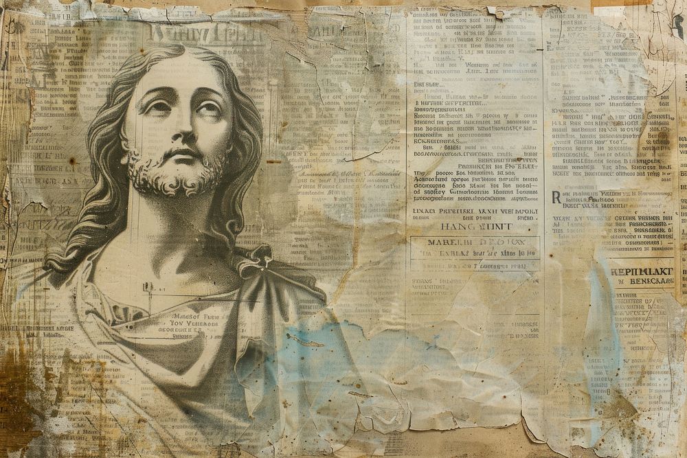 Jesus ephemera border newspaper painting | Premium Photo Illustration ...