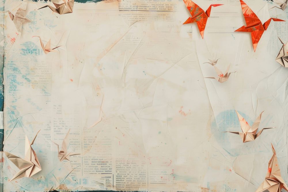 Origami crane ephemera border paper | Premium Photo Illustration - rawpixel