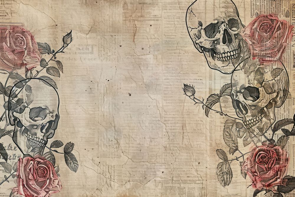Skull roses ephemera border backgrounds | Free Photo Illustration ...