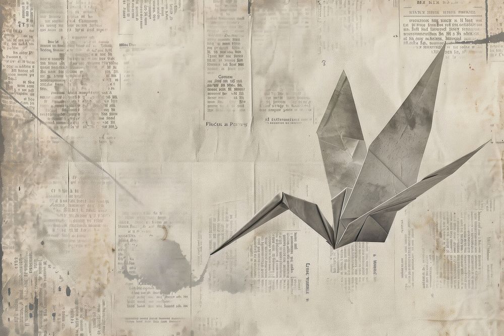 Origami crane ephemera border paper | Free Photo Illustration - rawpixel