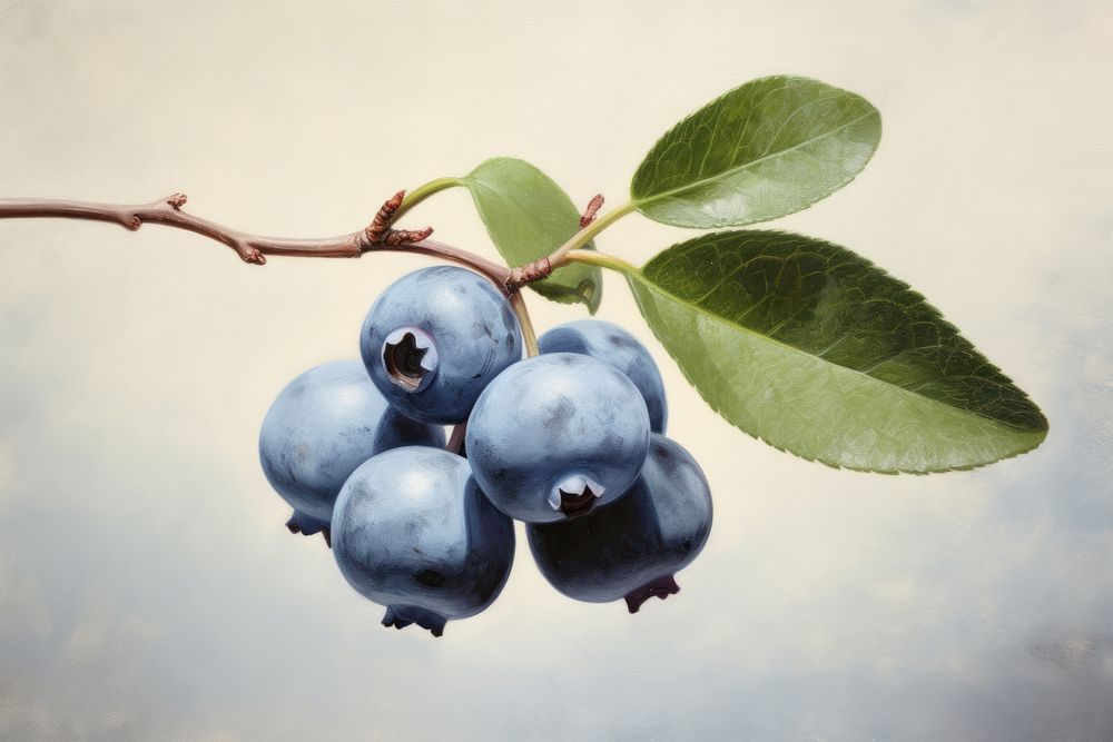 Close pale blueberry painting fruit | Free Photo Illustration - rawpixel